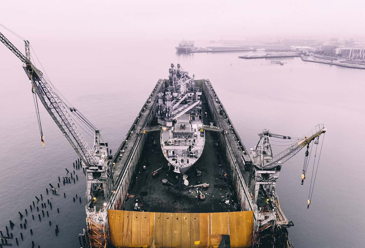 Ship At San Francisco Oil Rig - Aerial View Image | Free Download Photo