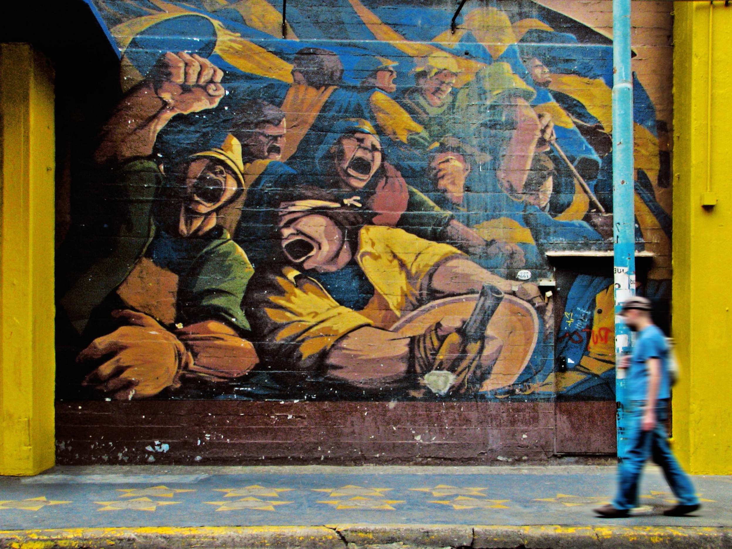 Human Man Walking Beside Graffiti Artwork Graffiti Image Free Photo