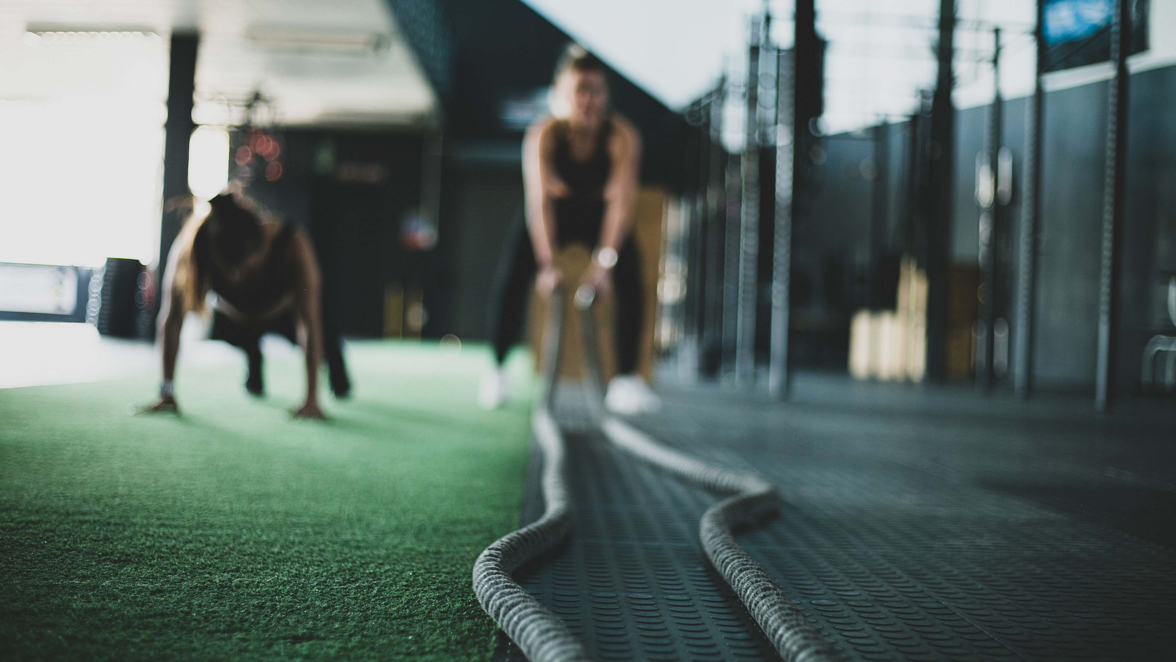 Human Two Person Inside Gym Exercising Fitness Image Free Photo